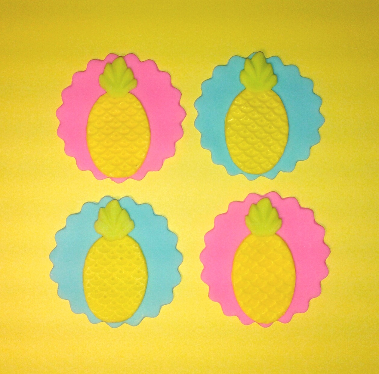 Fondant cupcake toppers Piña Fiesta de verano - Etsy España