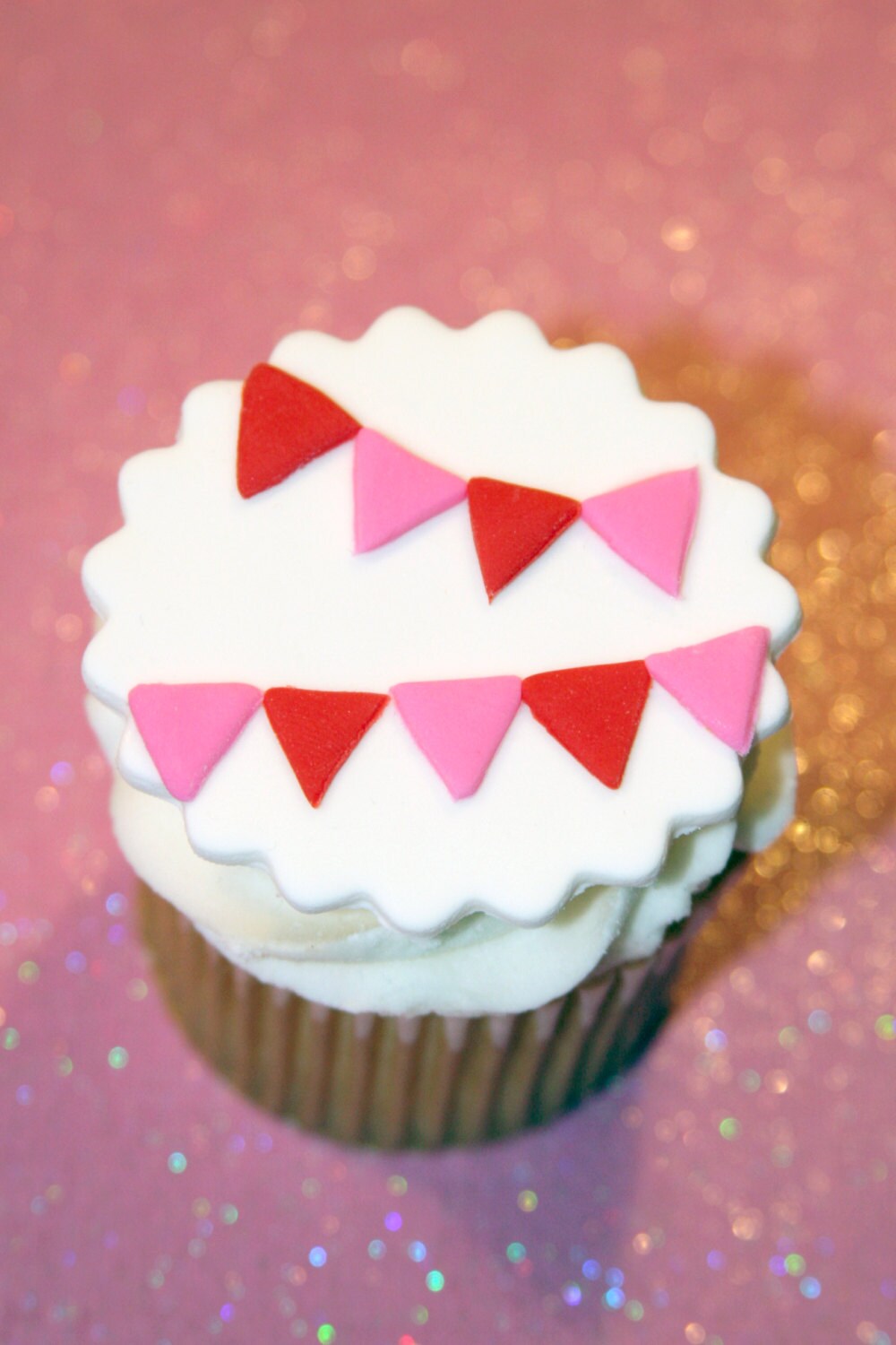 Fondant cupcake toppers Banderín Banner Bunting Cumpleaños | Etsy