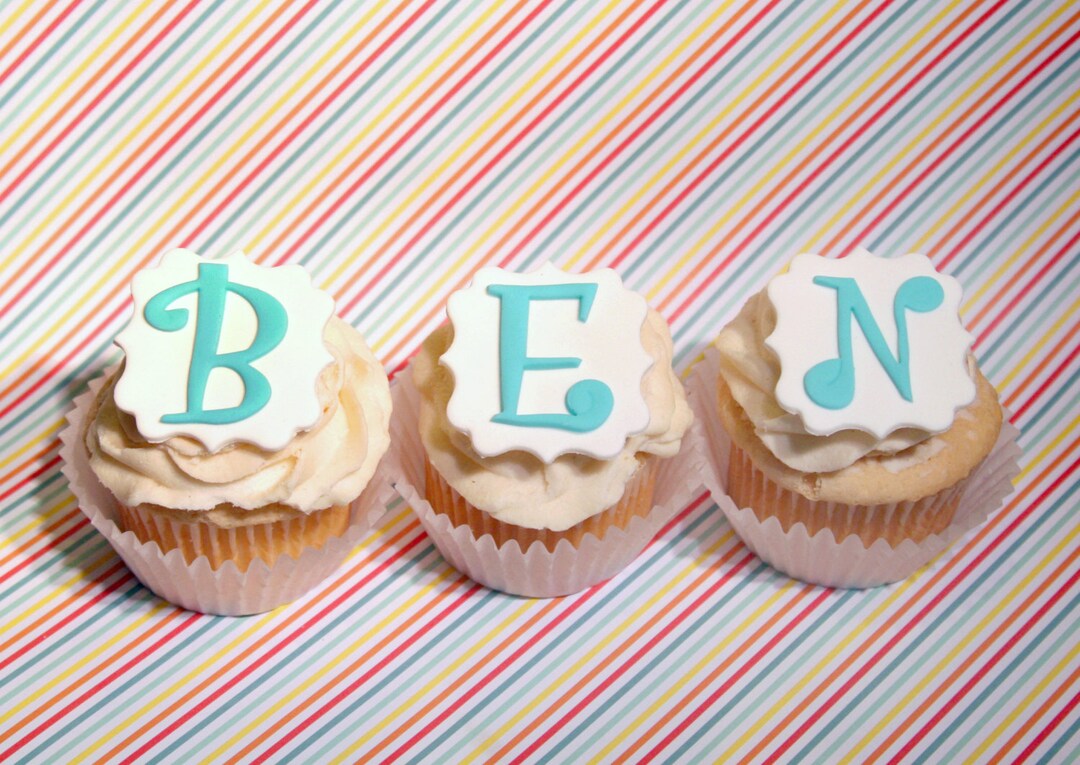 Fondant Cupcake Toppers Monogram Initial Number Age, Fondant Letters - Etsy