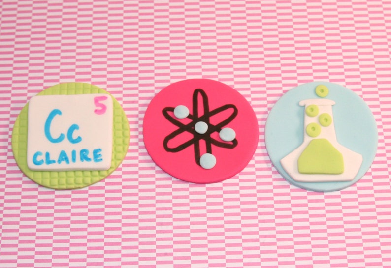 Fondant Cupcake Toppers Science Themed Birthday Party - Etsy