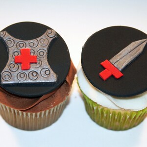 Fondant Cupcake Toppers Knight's Shield and Sword - Etsy