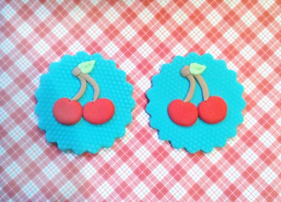 Fondant cupcake toppers Cherries Cherry toppers by Harriet's House of ...