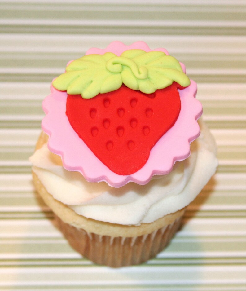 Fondant Cupcake Toppers Strawberry - Etsy