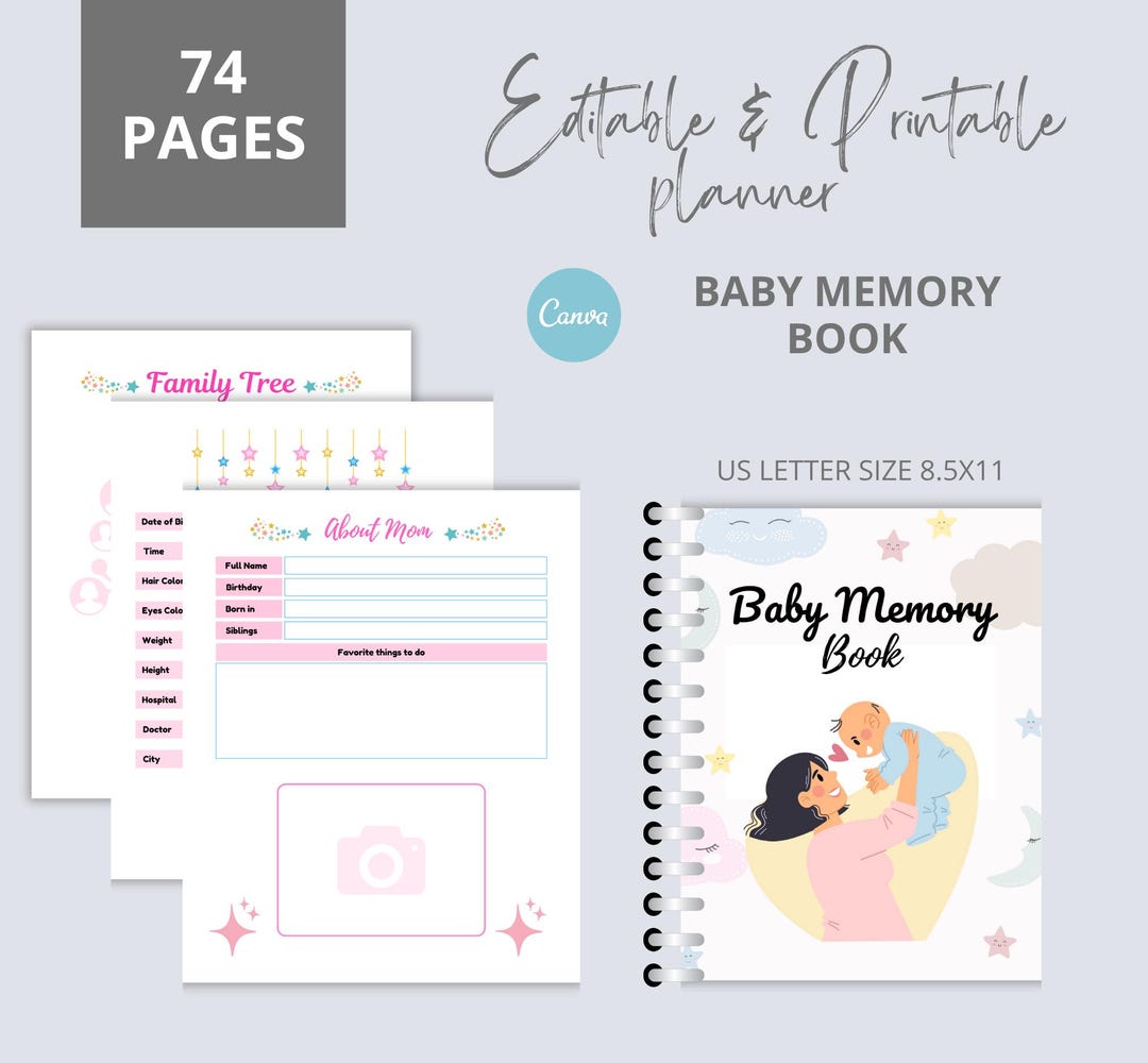 Baby Memory Book | Editable & Printable Canva Template | Capture Every ...