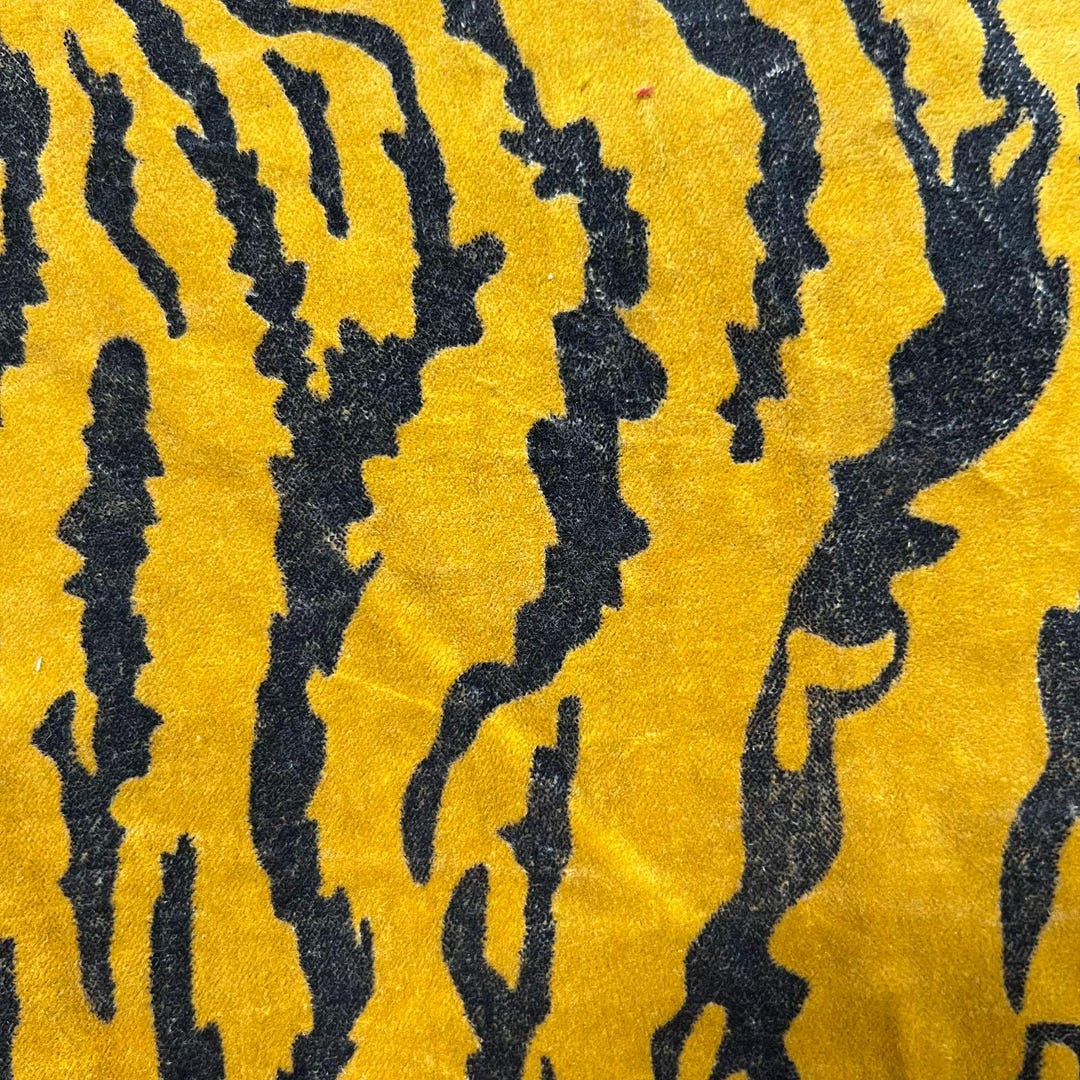 Luxury Mustard Tiger Stripe Velvet Fabric – Bold Animal Print, Premium ...