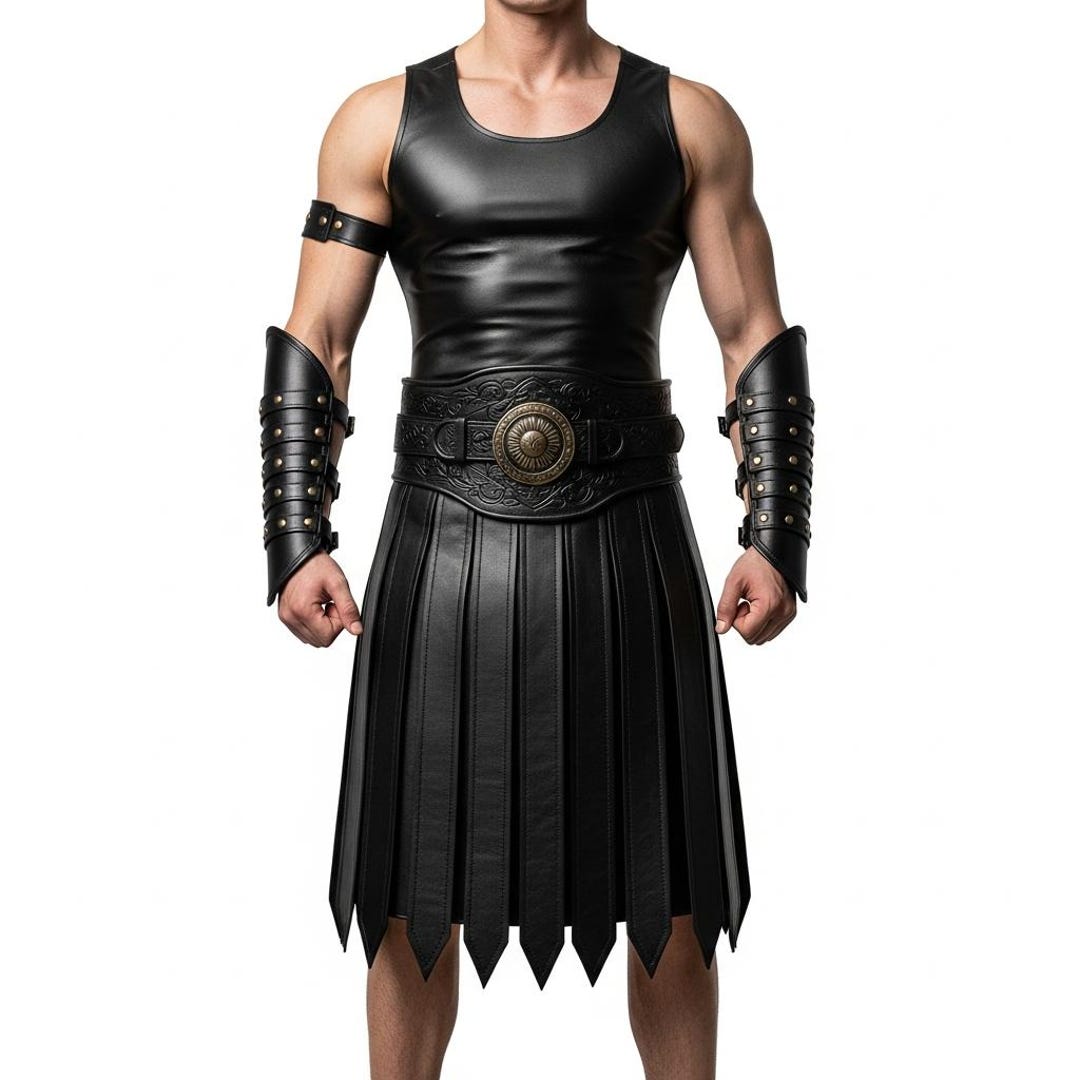 Genuine Leather Cosplay Costume, Roman Spartan Outfit, LARP Festival ...