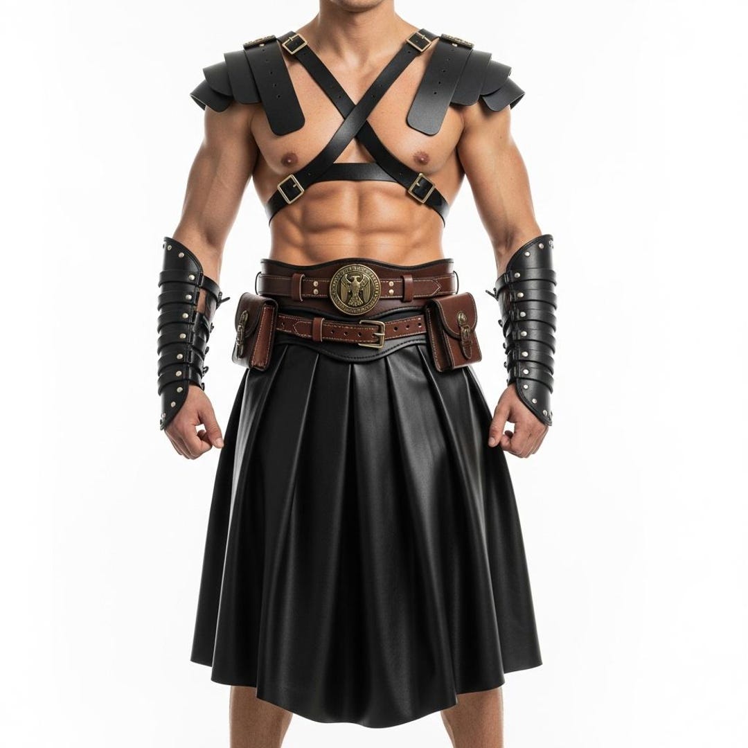 Genuine Leather Gladiator Armor - Medieval Cosplay Costume - Handmade ...