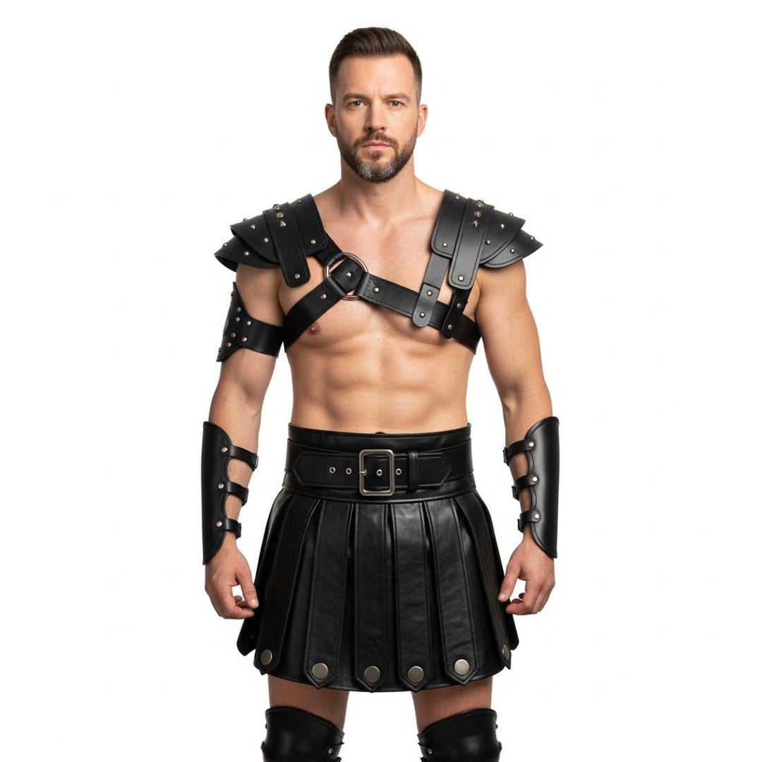 Gladiator Leather Kilt & Harness | Genuine Leather Cosplay Costume ...