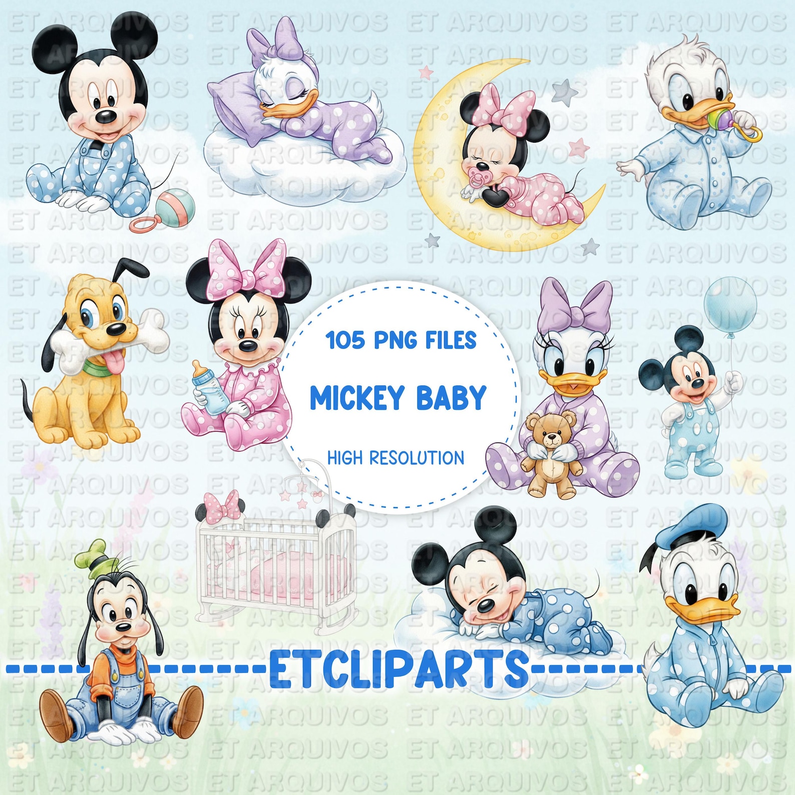 Baby Mickey and Friends Minnie Png Clipart - Etsy