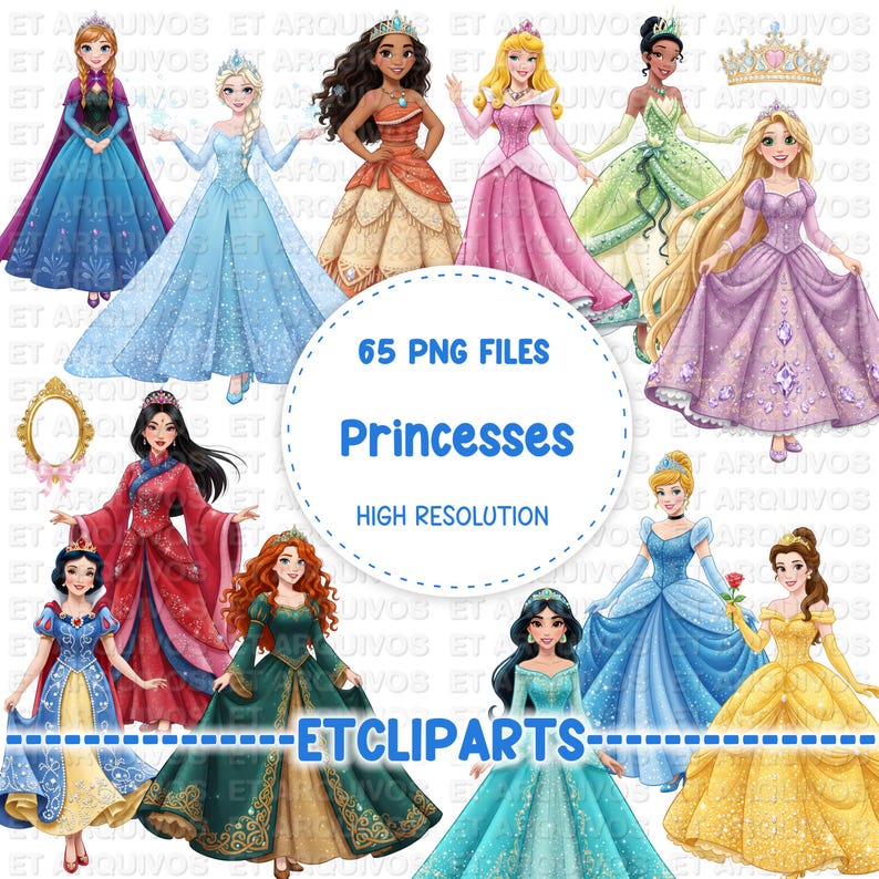 Princesses PNG Watercolor, Princess Clipart, Disney Princesses Graphics ...