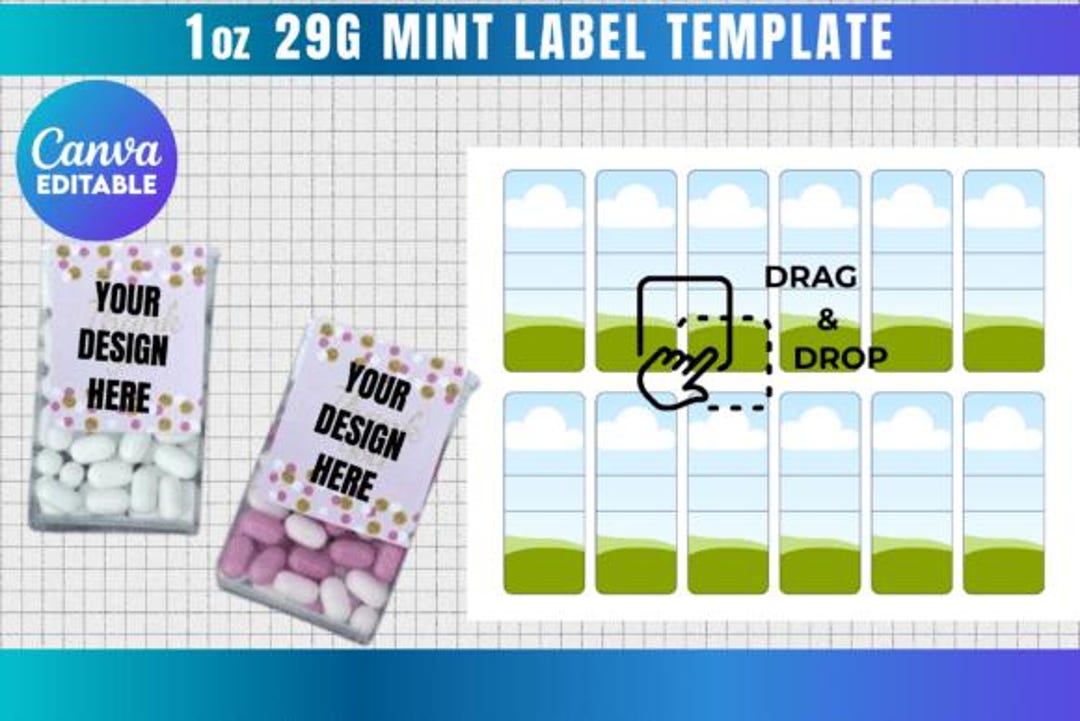 1oz Mint Label Canva Template, 29g Mint Bottle Label SVG PNG PDF, Candy ...