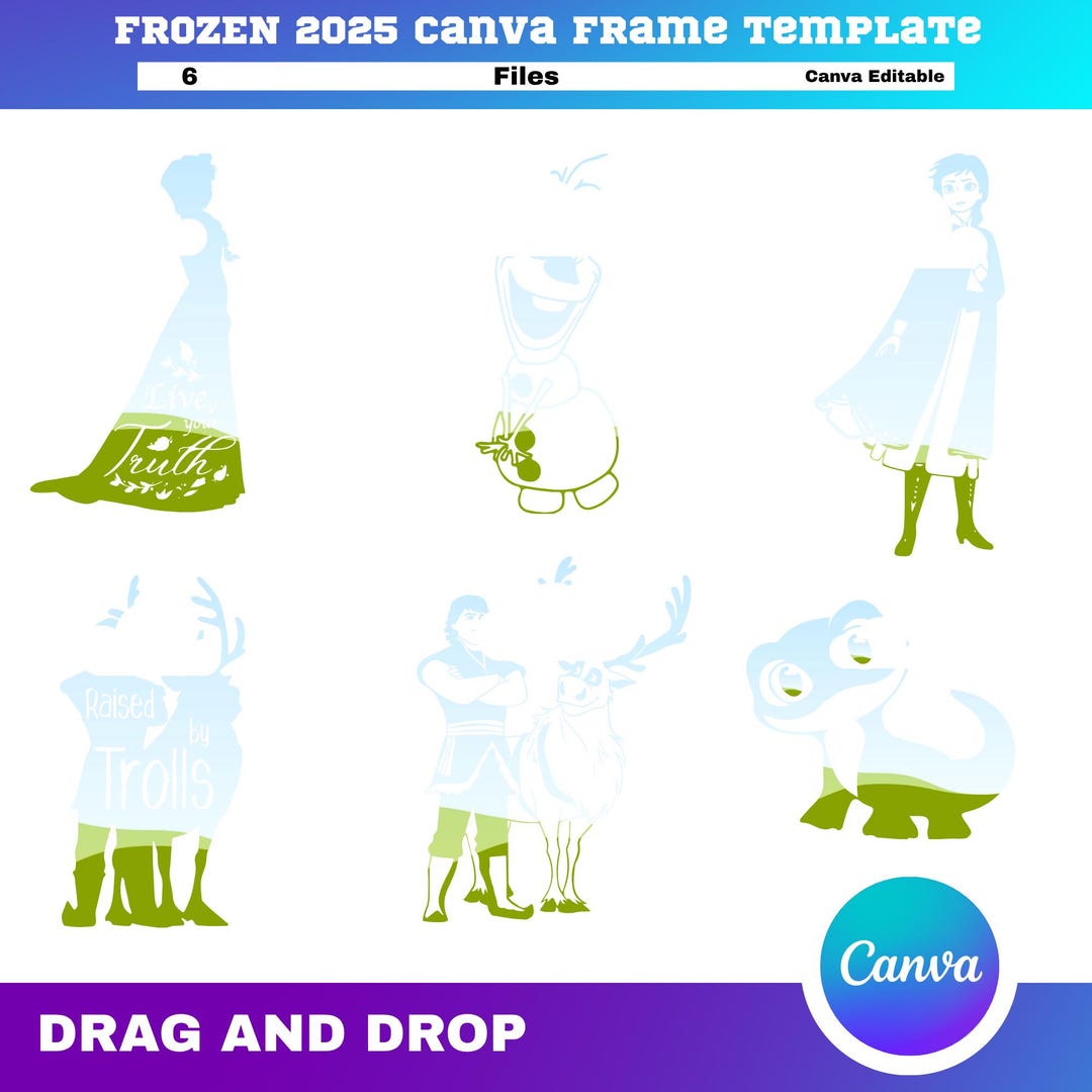 Frozen Canva Frame Template, Elsa Canva Frame, Color Frame, Olaf Canva ...