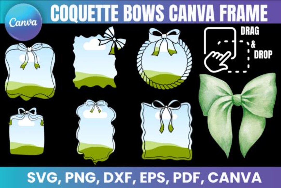 Coquette Bows Canva Frame, Cute Bow Frames Template, Canva Editable ...