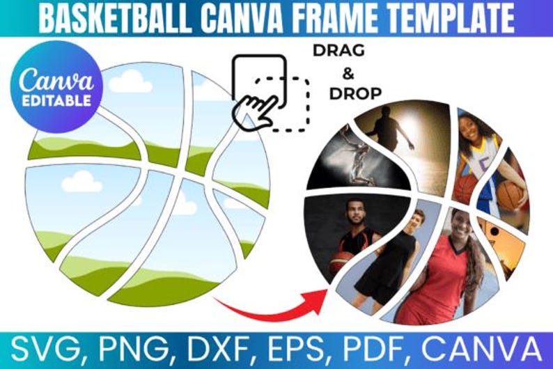 Basketball Canva Frame Template | Editable Photo Basketball Frame | SVG ...