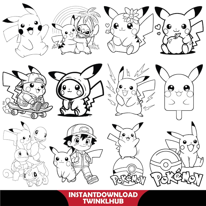 Pikachu Outline - Etsy