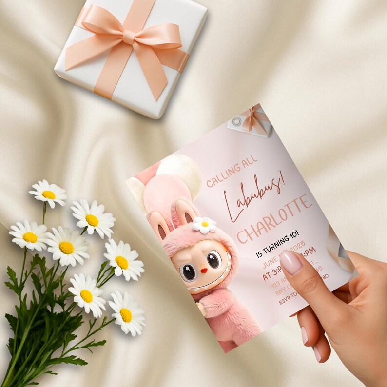 Labubu Birthday Invitation Editable Canva Template, Download of Labubu ...