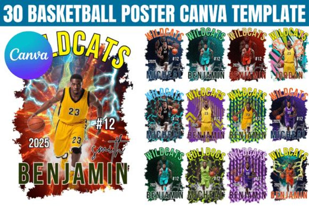 Basketball Poster Canva Template Bundle | 30 Sports Poster Designs ...