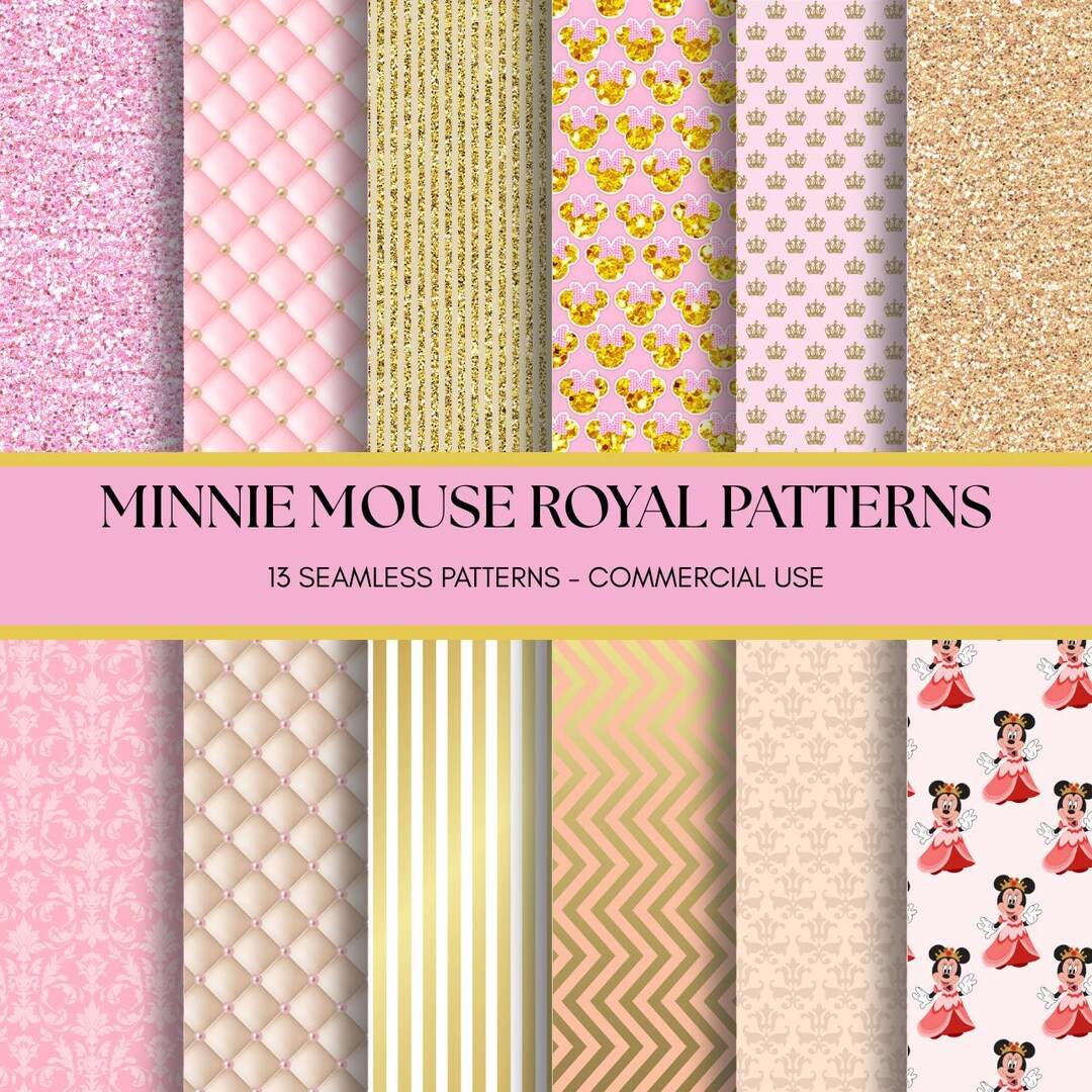 Minnie Mouse Royal Digital Paper | Pink Gold Princess Patterns ...