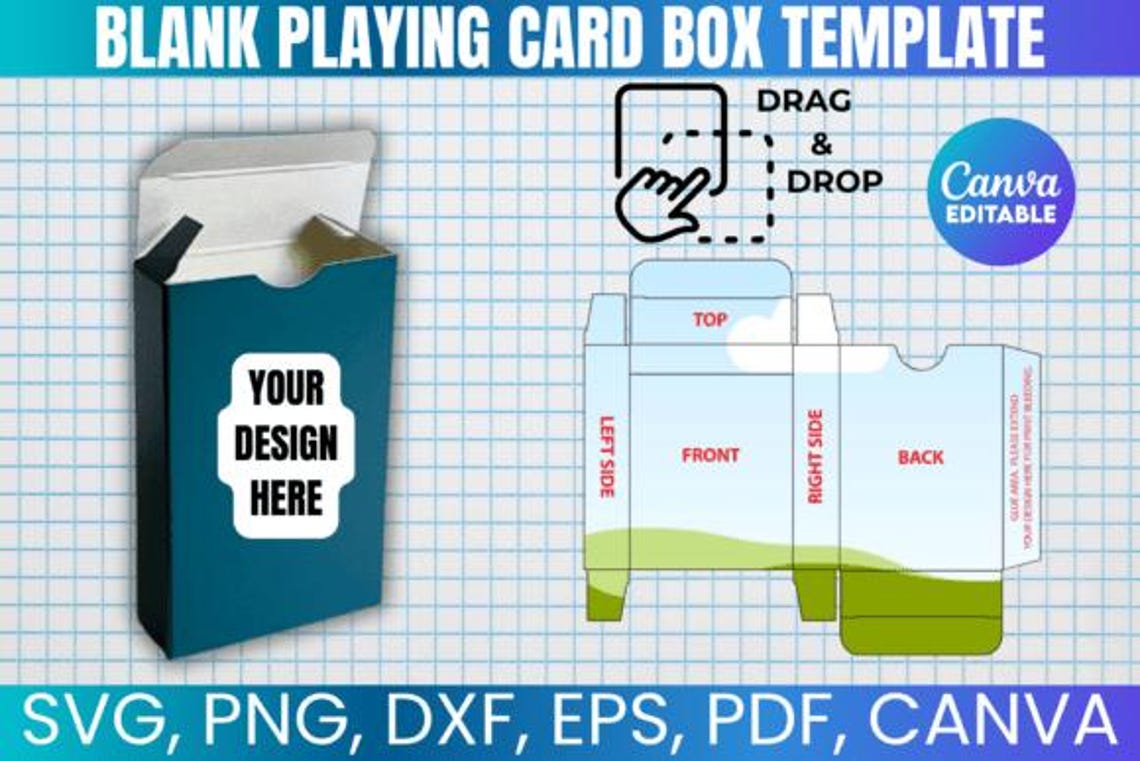 Blank Playing Card Box Template, Canva Editable Card Box, Printable ...
