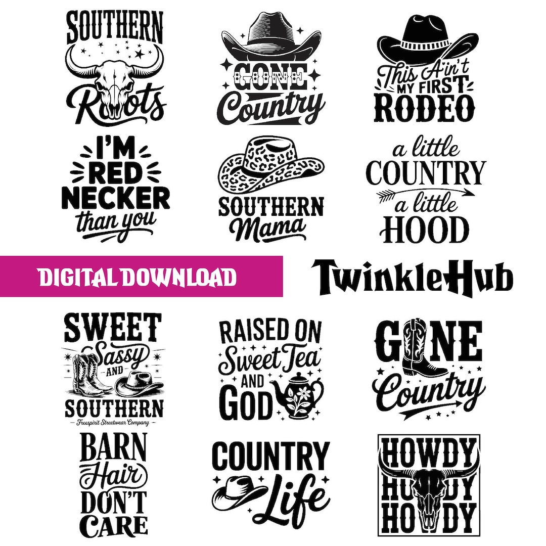 Southern SVG Bundle, Country Quotes SVG, Rodeo Cowgirl Cowboy Sayings ...