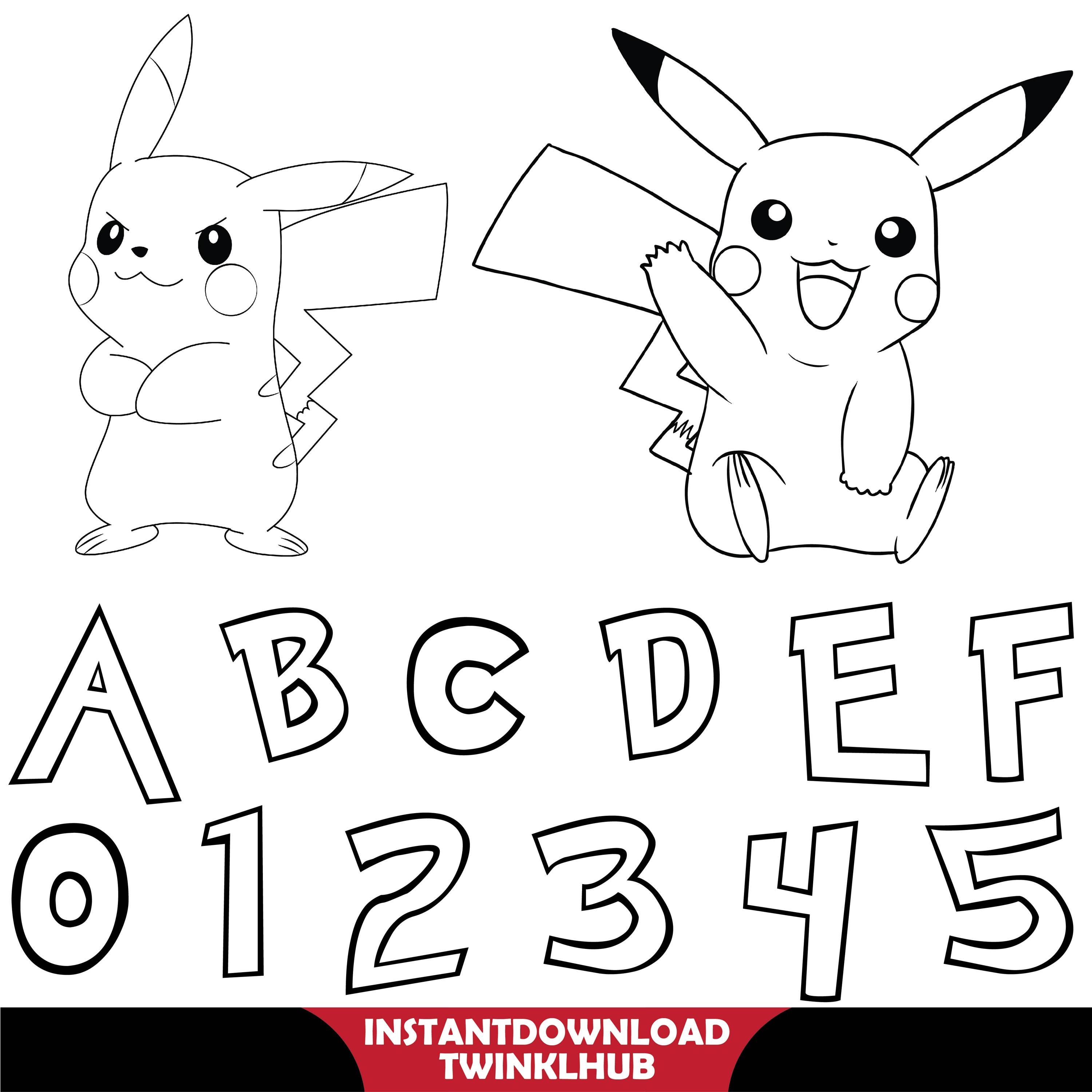 Pikachu Svg Bundle, Cartoon Svg Bundle, Poke Clipart, Pikachu Outline ...