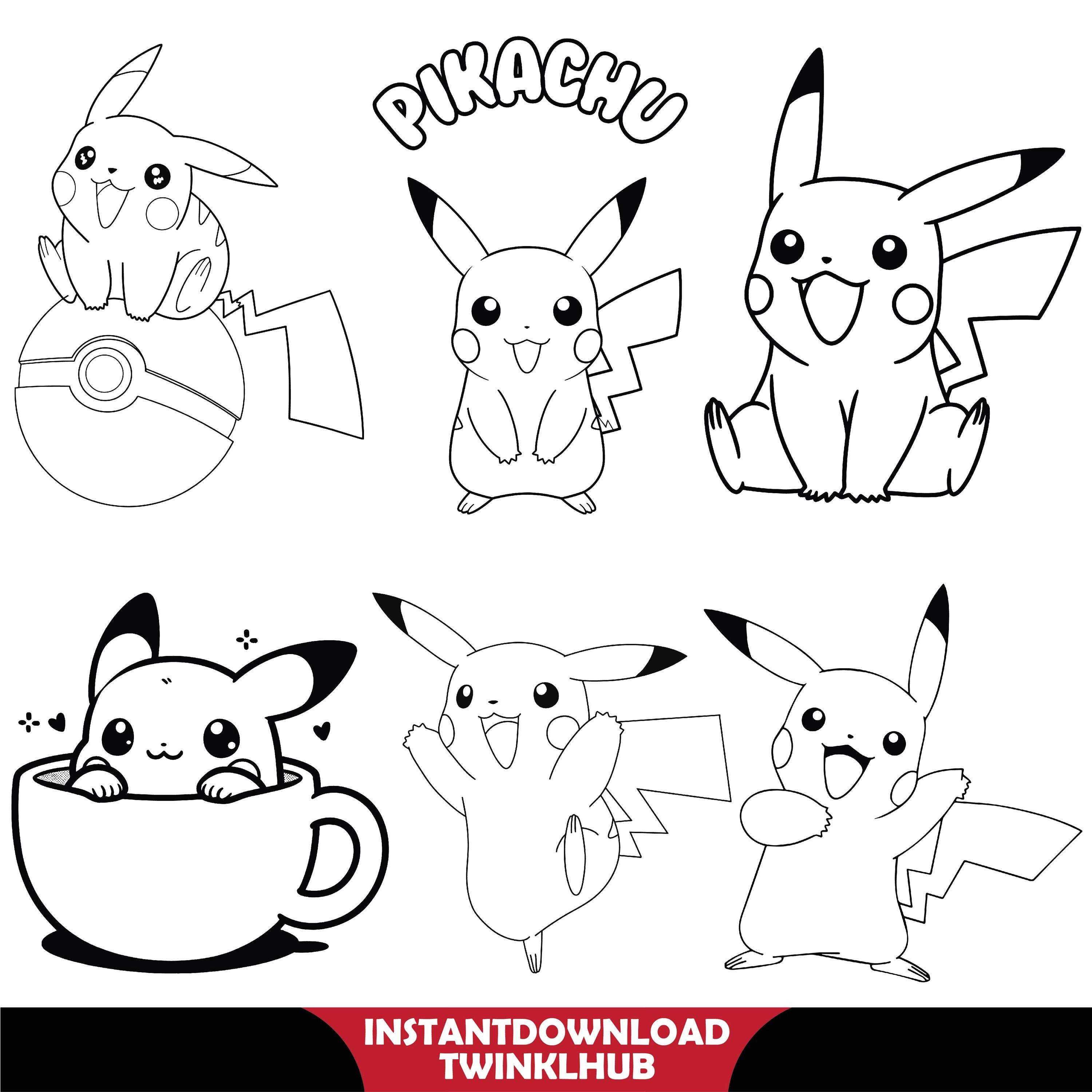 Pikachu Svg Bundle, Cartoon Svg Bundle, Poke Clipart, Pikachu Outline ...