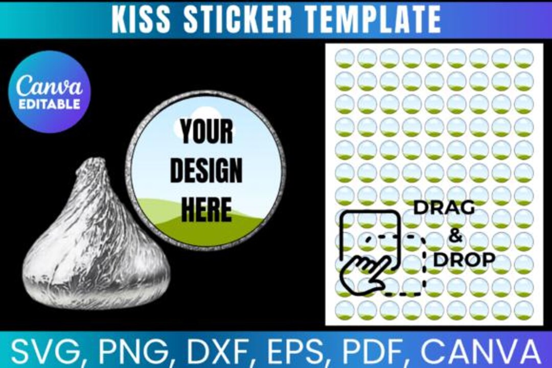 Kiss Sticker Canva Template, Editable Candy Sticker Sheet, Hershey Kiss ...