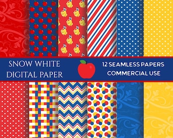 22 Princess Snow White Digital Papers 300 DPI Highest Quality, Snow ...