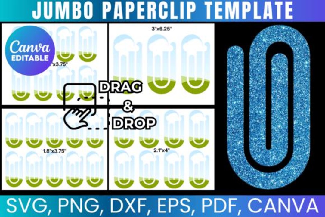 Jumbo Paperclip Canva Template | Editable Planner Paper Clip SVG PNG ...