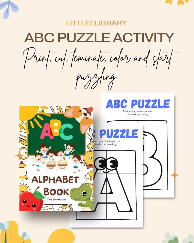 ABC Puzzle Activity for Kids | Printable Alphabet Matching Game | Cut ...