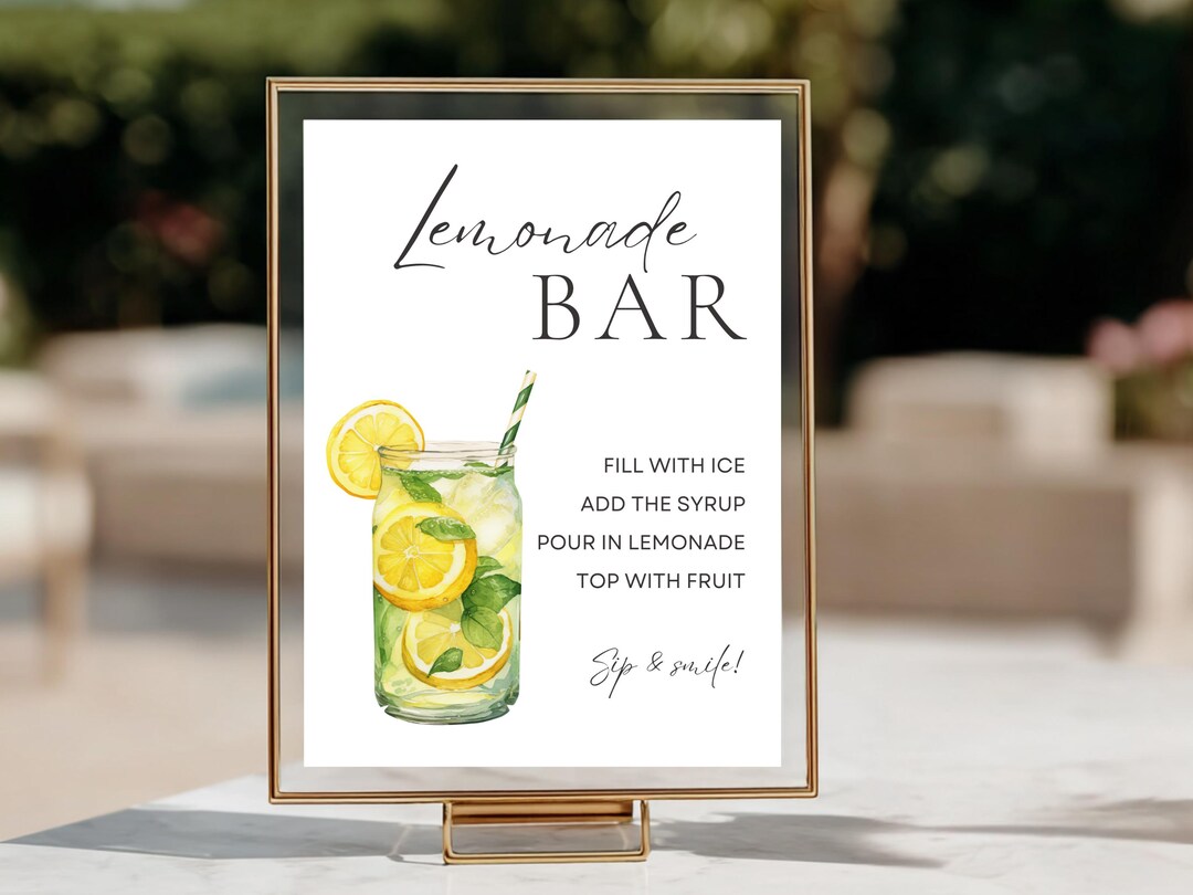 Lemonade Bar Sign, Mocktail Drink Station Sign, Non Alcoholic Signature ...