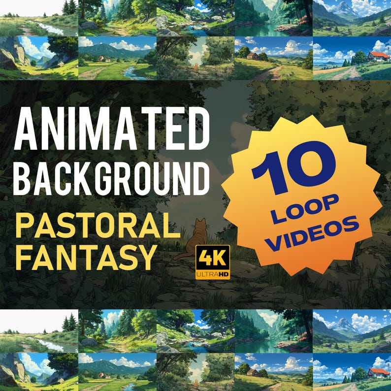 Pastoral Fantasy Animated Background 4K Loop Video, Cozy Countryside ...