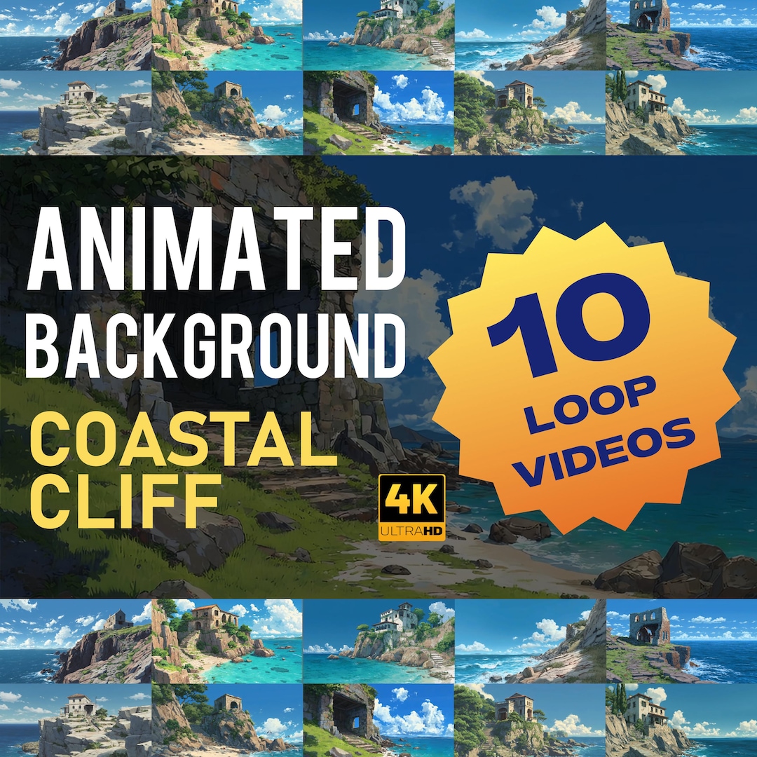 Coastal Cliff Animated Background 4K Loop Video, Scenic Seaside Rock ...