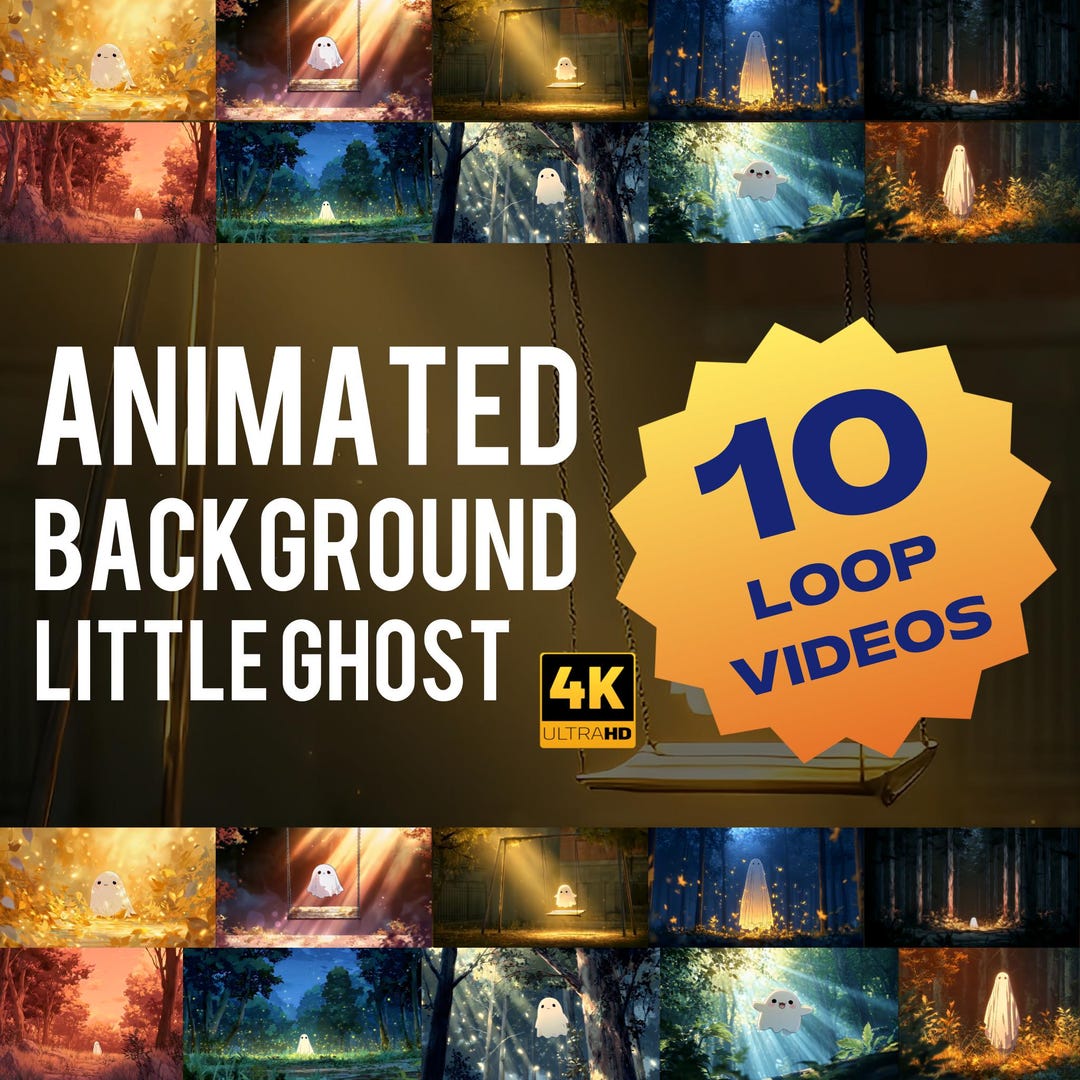 Animated Little Ghost 4K Loop Video Backgrounds | Spooky Stream Overlay ...