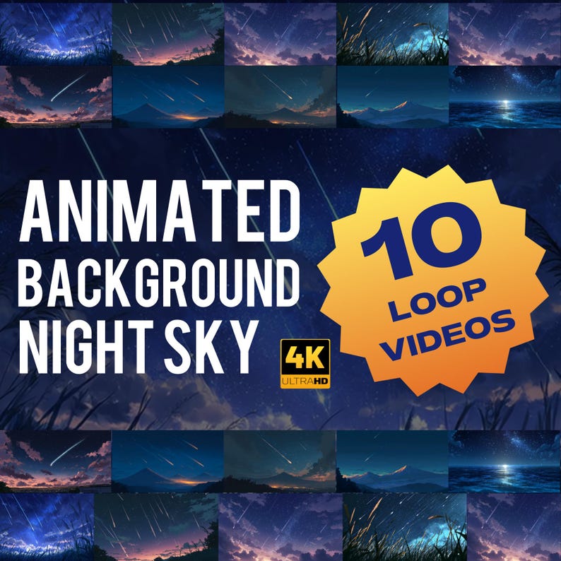 Animated Night Sky Background 4K Loop Videos | Shooting Stars & Relaxing Ambience - Etsy