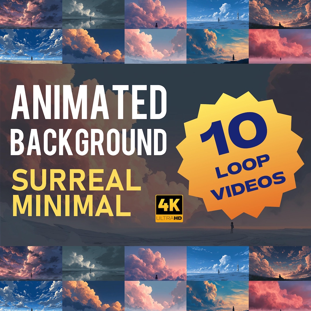 Surreal Minimal Animated Background 4K Loop Video, Dreamy Cloudscape ...