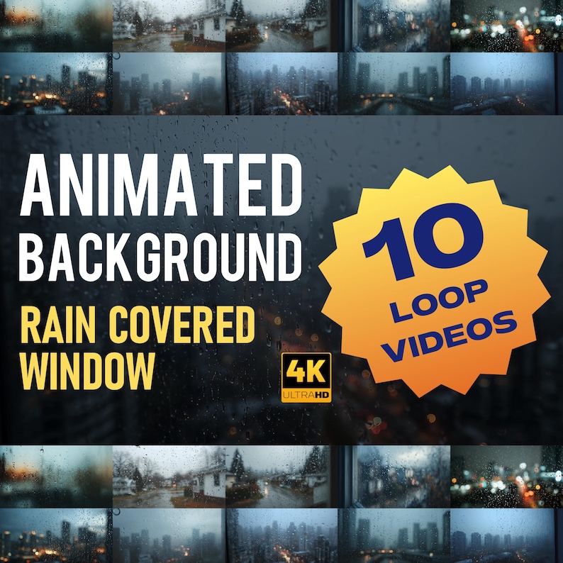 Rain Covered Window Animated Background 4K Loop Video - Etsy