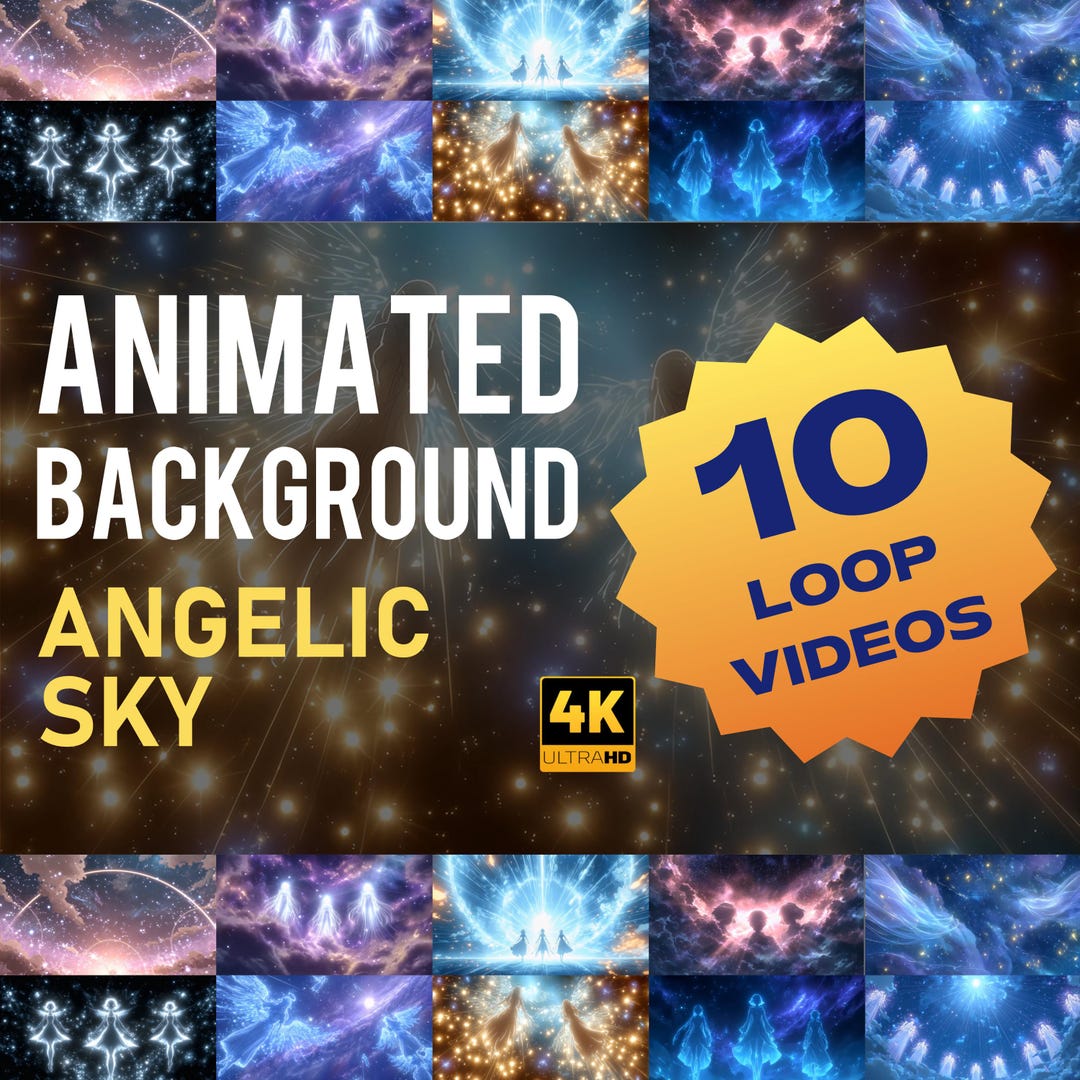 Angelic Sky Animated Background 4K Loop Video, Heaven Angel Light ...