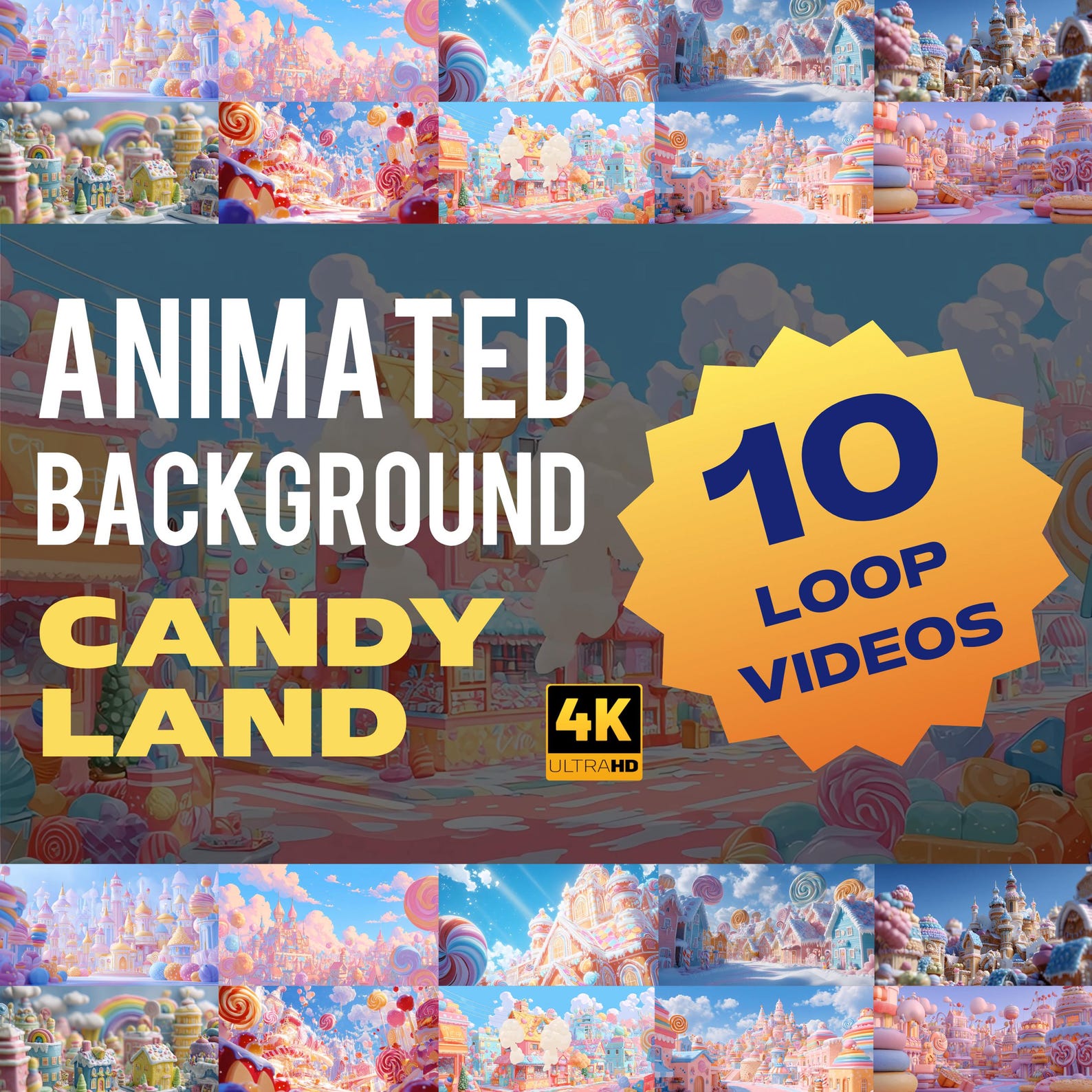 Candy Land Animated Background 4K Loop, Fantasy Sweet World, Colorful ...