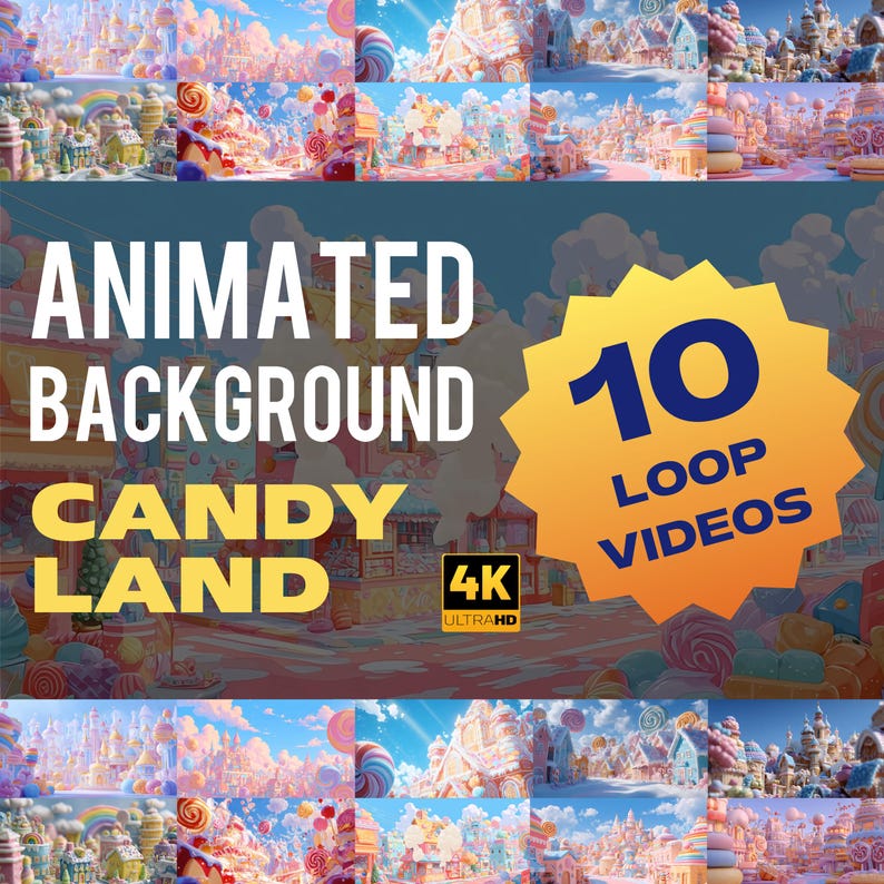 Candy Land Animated Background 4K Loop, Fantasy Sweet World, Colorful ...