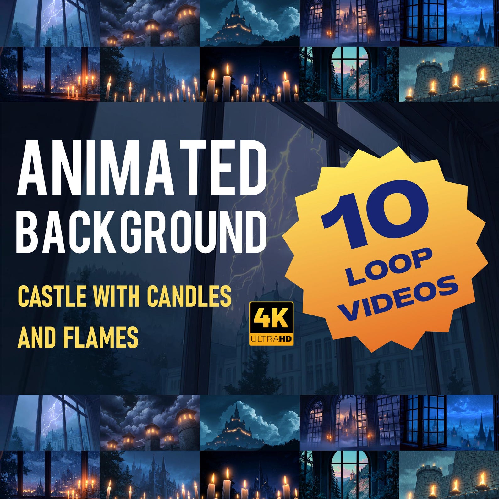 Castle With Candles and Flames Animated Background | Gothic Fantasy ...