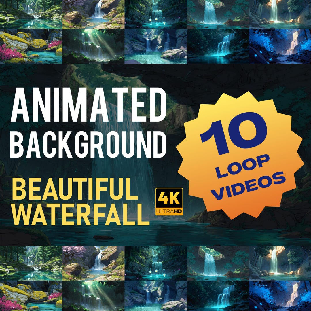 Beautiful Waterfall 4K Animated Background | Relaxing Nature Loop Video ...
