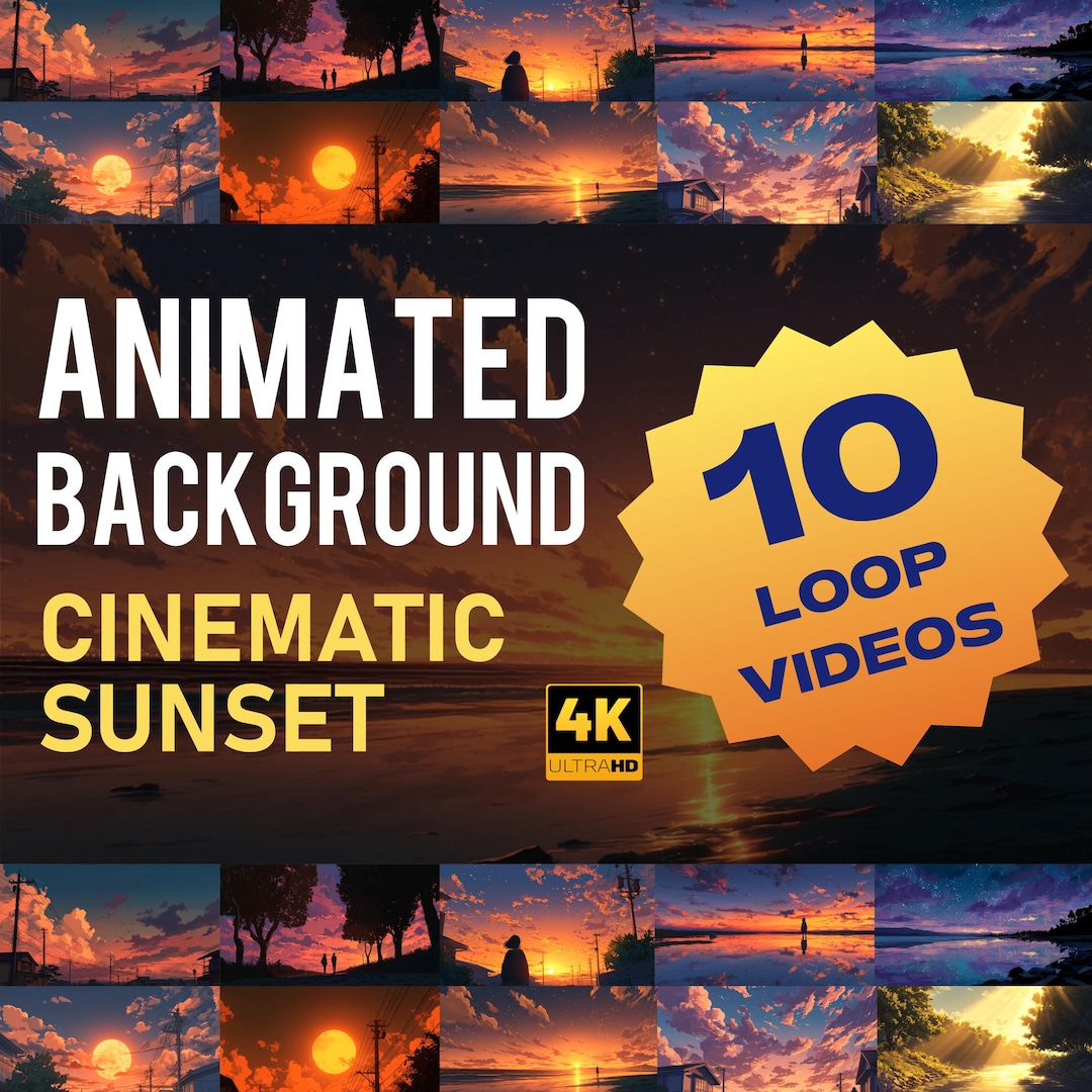 Animated Cinematic Sunset Background 4K | Golden Hour Sky Loop Video ...