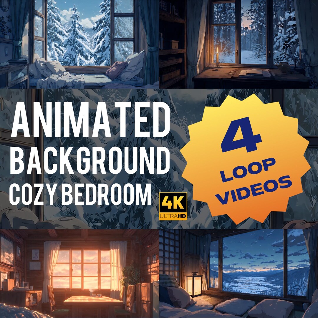 Cozy Anime Bedroom Animated Background | 4K Winter Stream Loop (digital ...