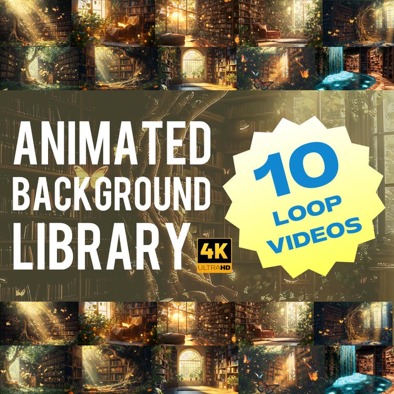 Animated Library Backgrounds | 10 Fantasy Loop Videos 4K | Streaming ...