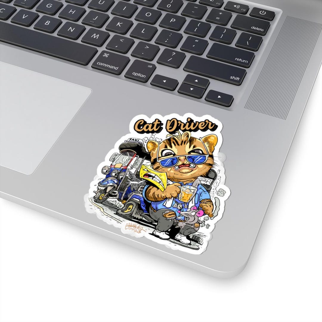 Funny Cat Tuk Tuk Driver Sticker - Thailand Taxi Cartoon Vinyl Decal ...