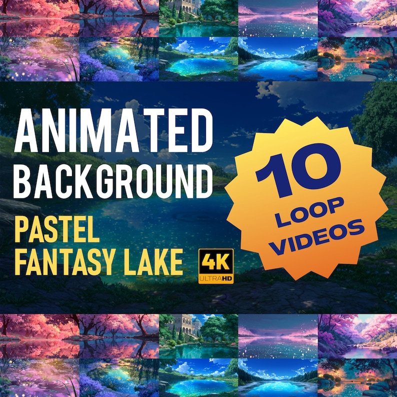 Pastel Fantasy Lake Animated Background 4K Loop Video, Dreamy Magical ...