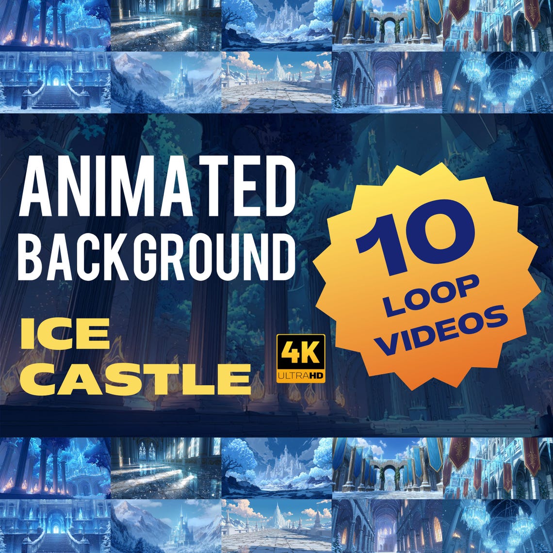 Ice Castle Animated Background | 4K Frozen Palace Loop Video | Winter ...