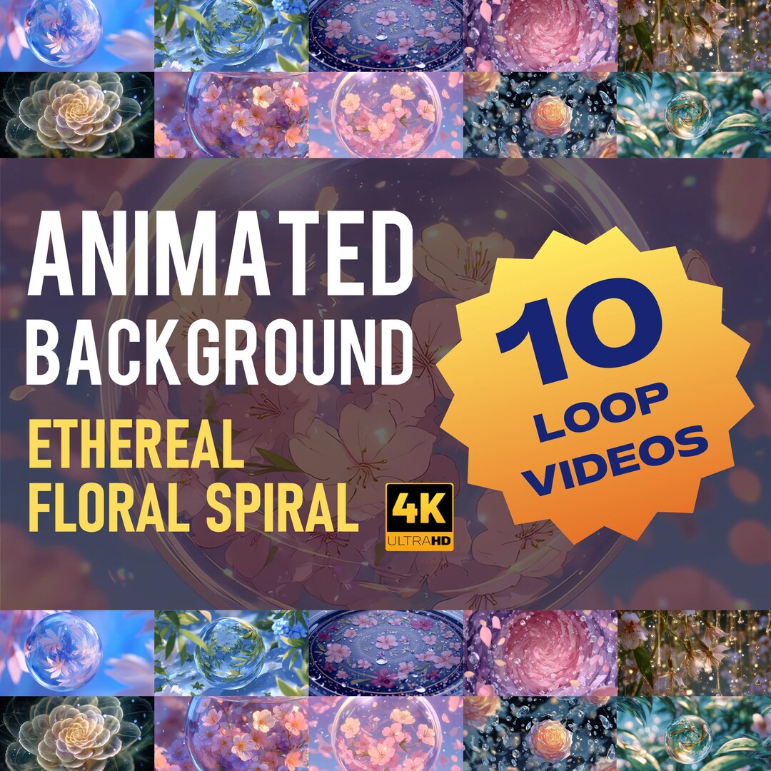 Ethereal Floral Spiral Animated Background 4K Loop Video, Dreamy Flower ...