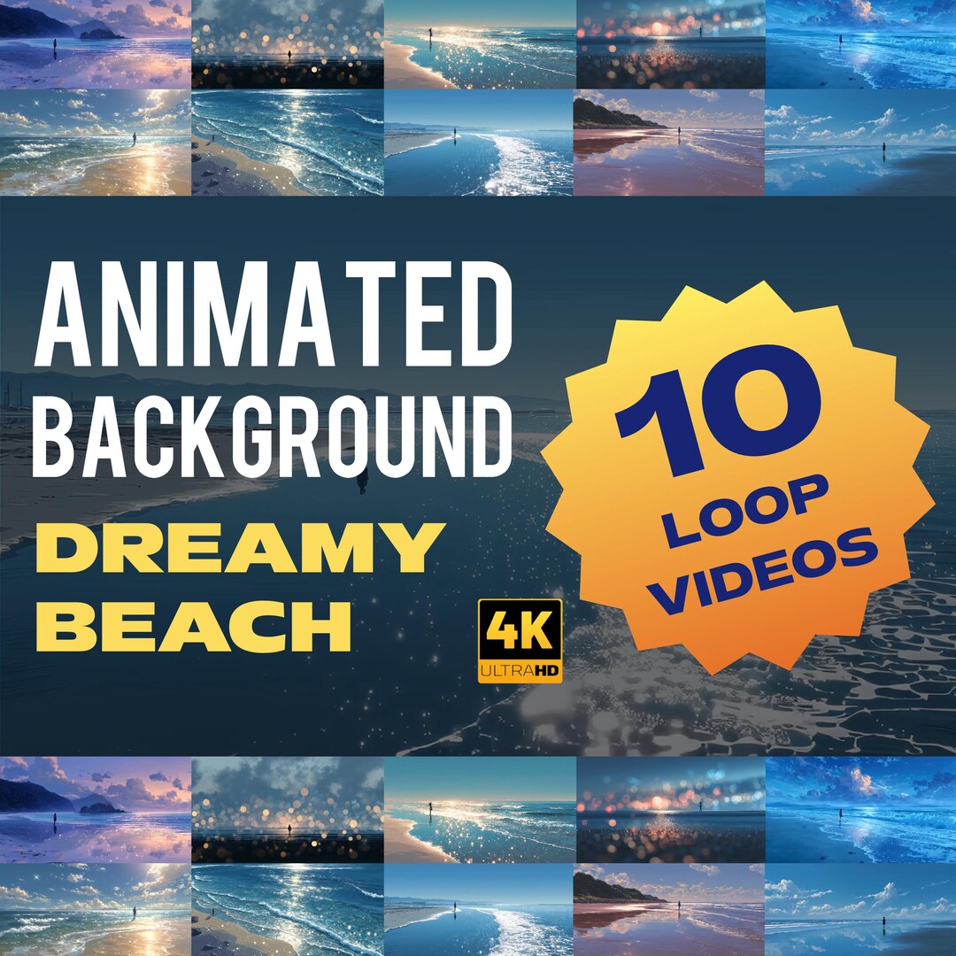 Dreamy Beach Animated Background 4K Loop Video, Ocean Reflection ...